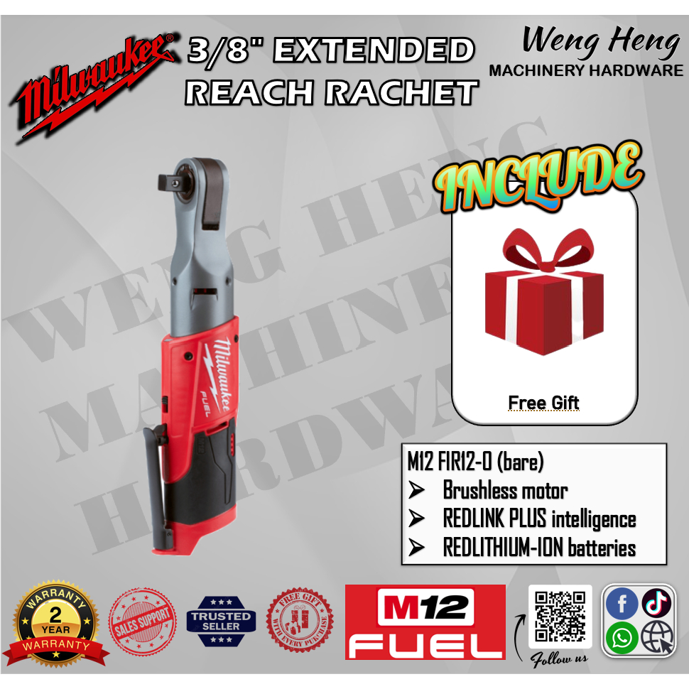 MILWAUKEE M12 FUEL 1/2” COMPACT IMPACT RACHET KIT (M12 FIR12-0 / M12 ...