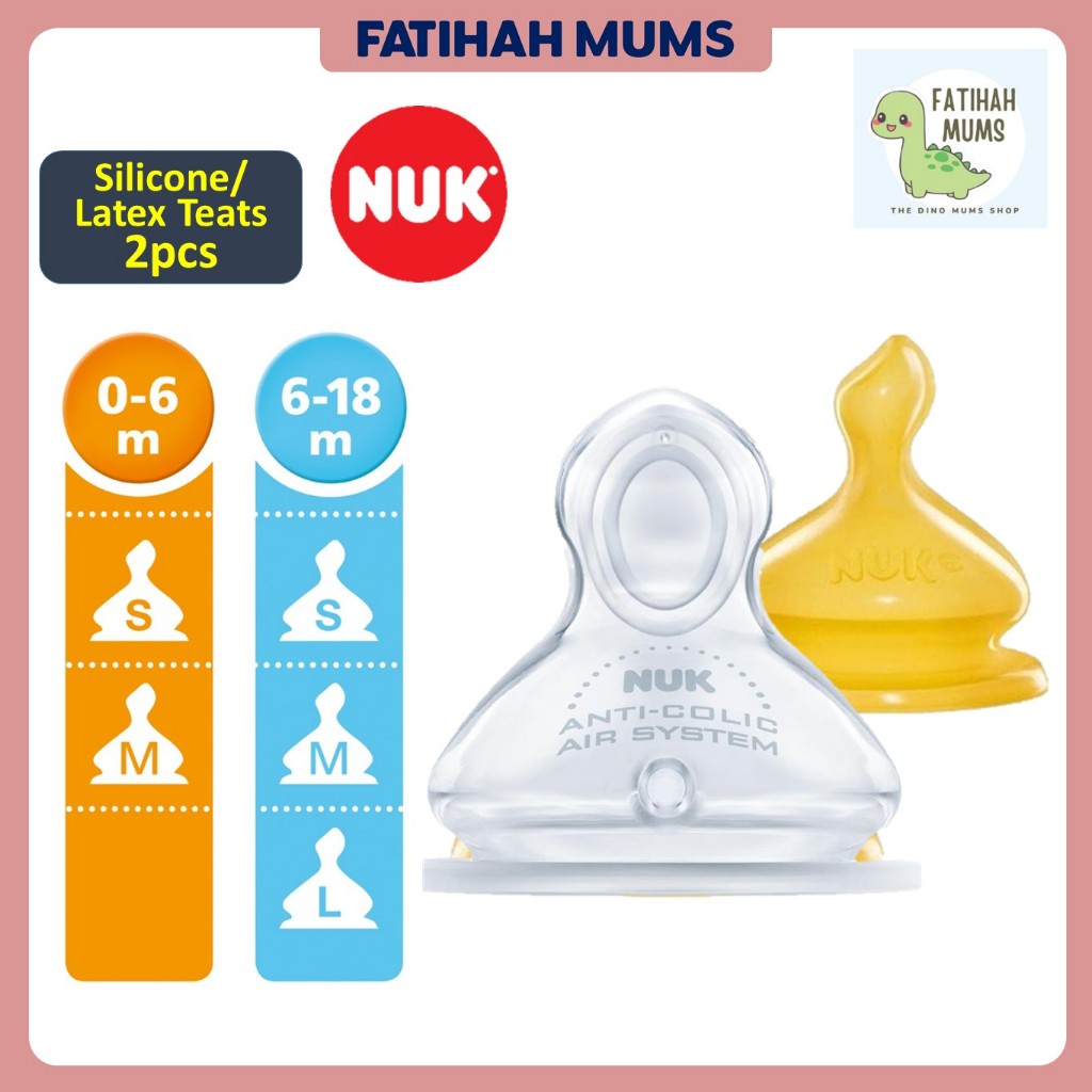 NUK Premium Choice Wide Neck SILICONE / Latex Teat S1 0-6m / S2 6-18M S ...