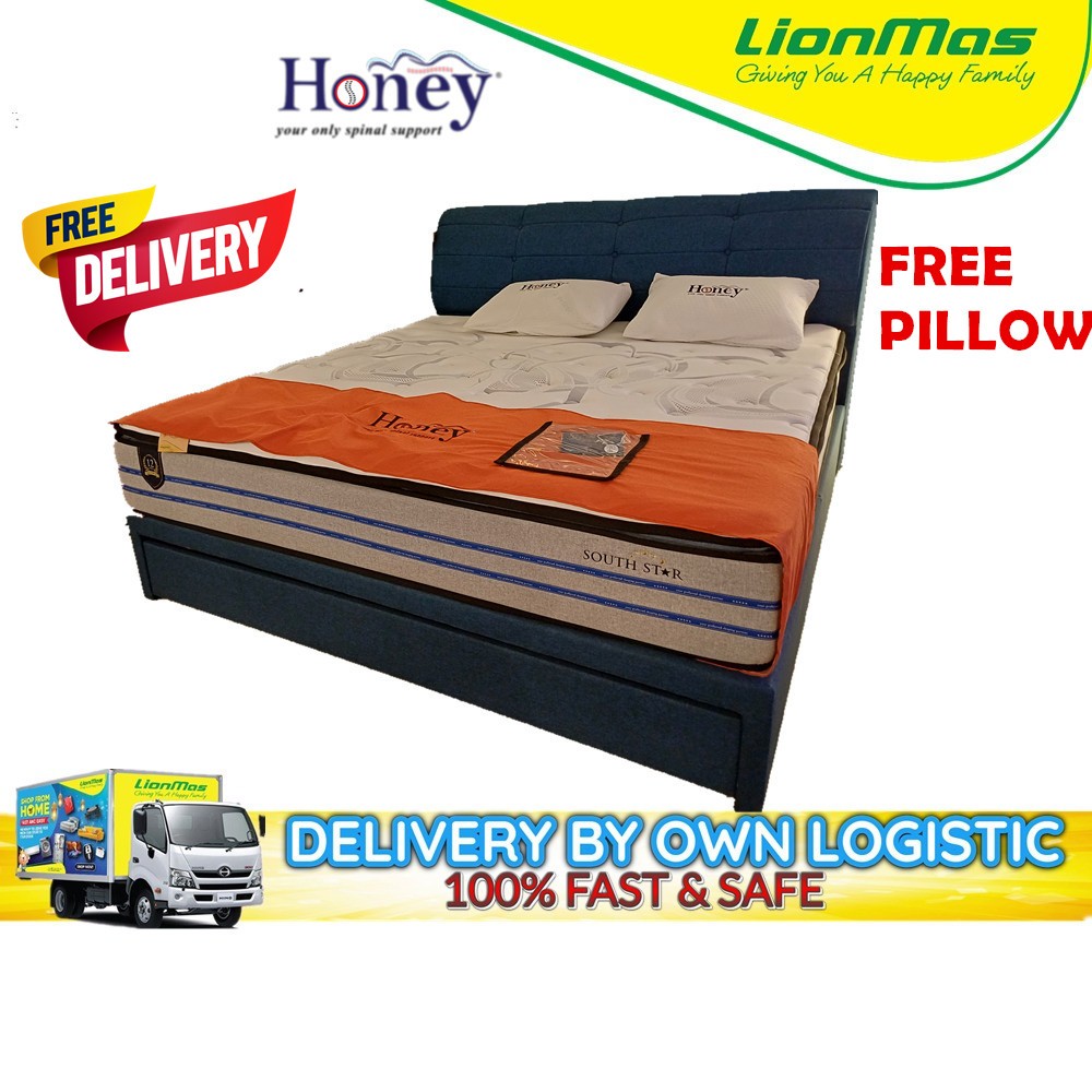 Honey South-Star 7 Zone Pocket Spring System Mattress with Bed Frame ...