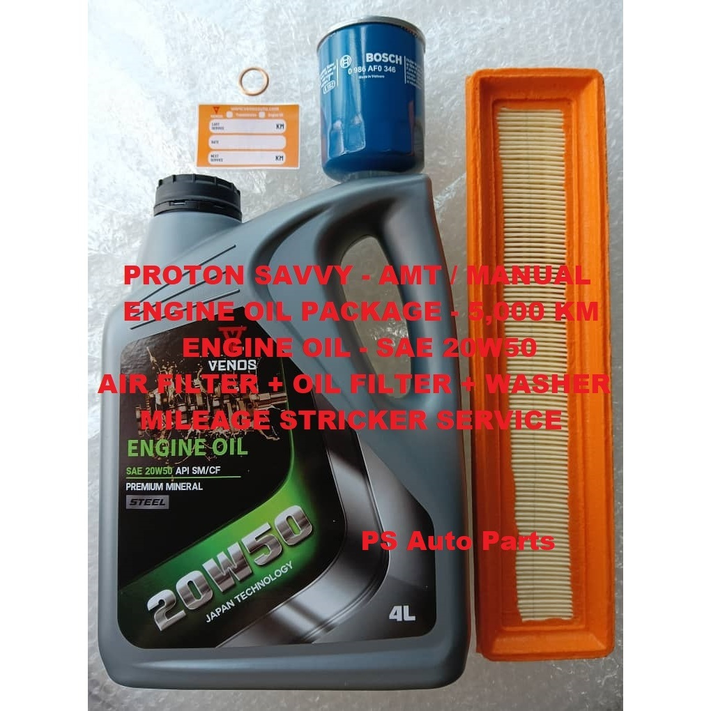 Proton Savvy Minyak Hitam VENOS SAE 20W-50 - Service Package - 5,000 KM ...