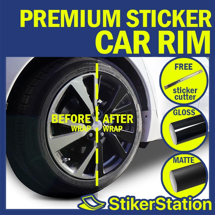 PREMIUM STICKER RIM KERETA 14"-19" (76 x 60cm) Car Rim Sticker Wrapping ...