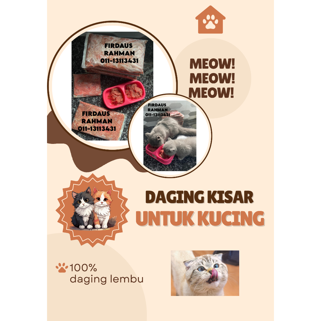 Daging kisar untuk kucing / serbuk daging / daging kisar 500g / daging ...