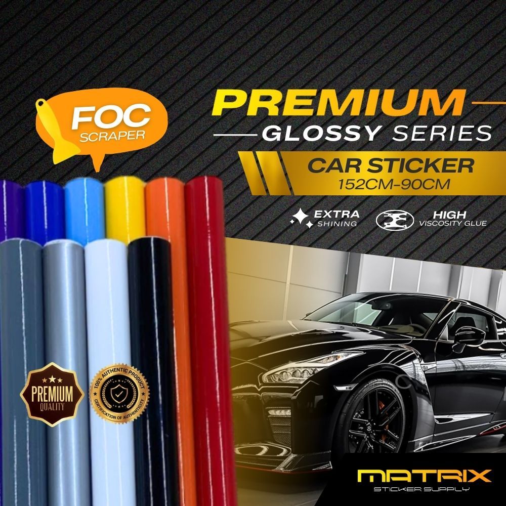 PREMIUM CAR GLOSSY STICKER(152CM-90CM)stiker KERETA kilat wrap film ...