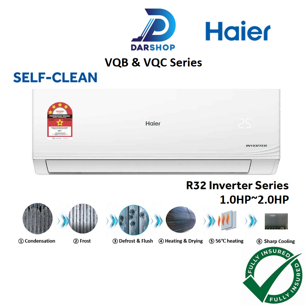 Haier Inverter Air Conditioner 1HP 1.5HP 2HP Penghawa Dingin Air Cond ...