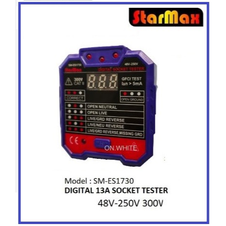 [ Ready STock] StarMax 13A Digital Socket Tester 300W 48v -250V 5mA SM ...