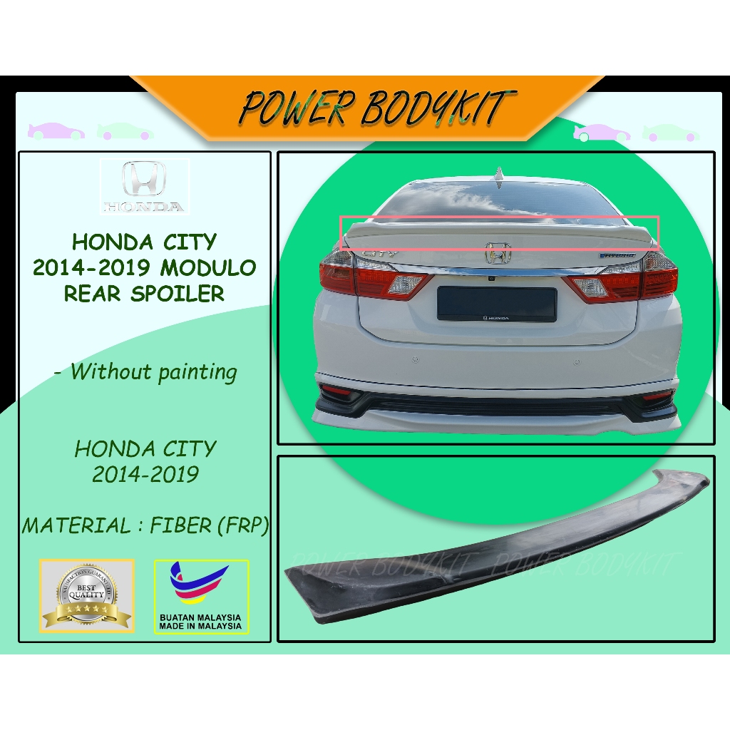 Honda City 2014-2019 Modulo Rear Spoiler 2014 2015 2016 2017 2018 2019 ...