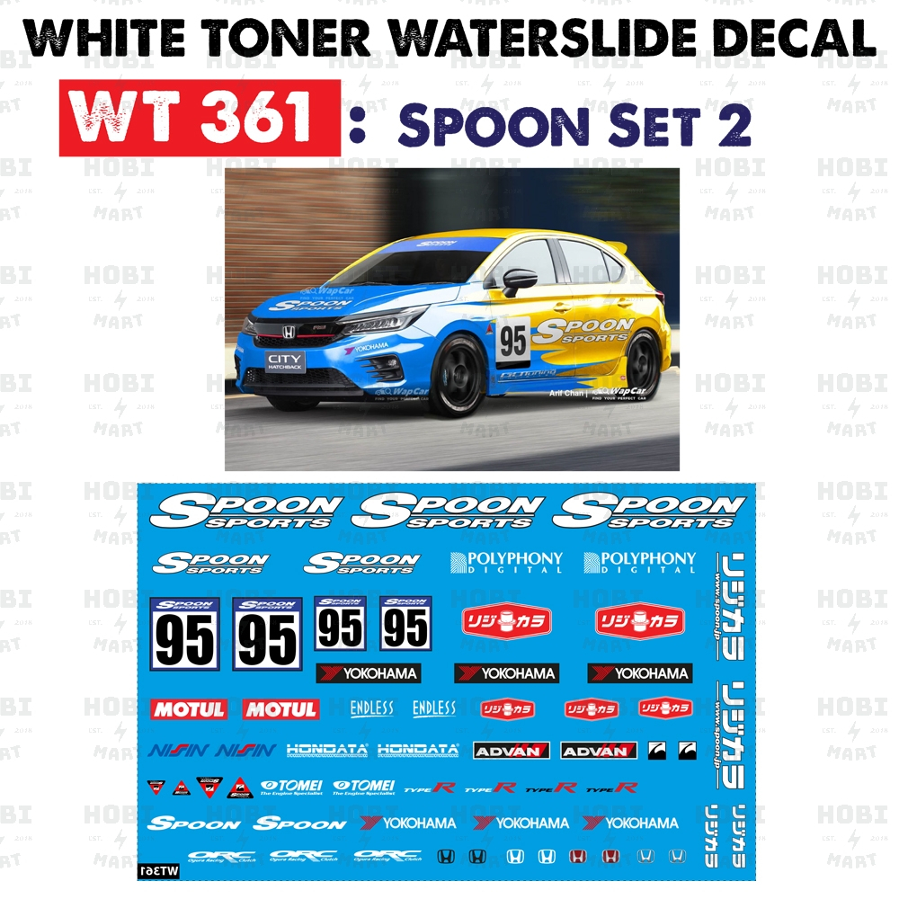 SPOON SET 2 Decals Hotwheels Tomica 1:64 diecast custom white toner ...