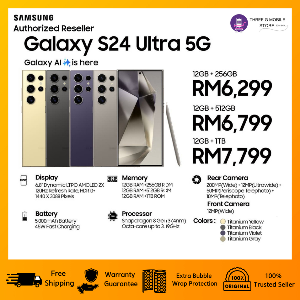 SAMSUNG Galaxy S24 Ultra - 100% Original Malaysia | Shopee Malaysia