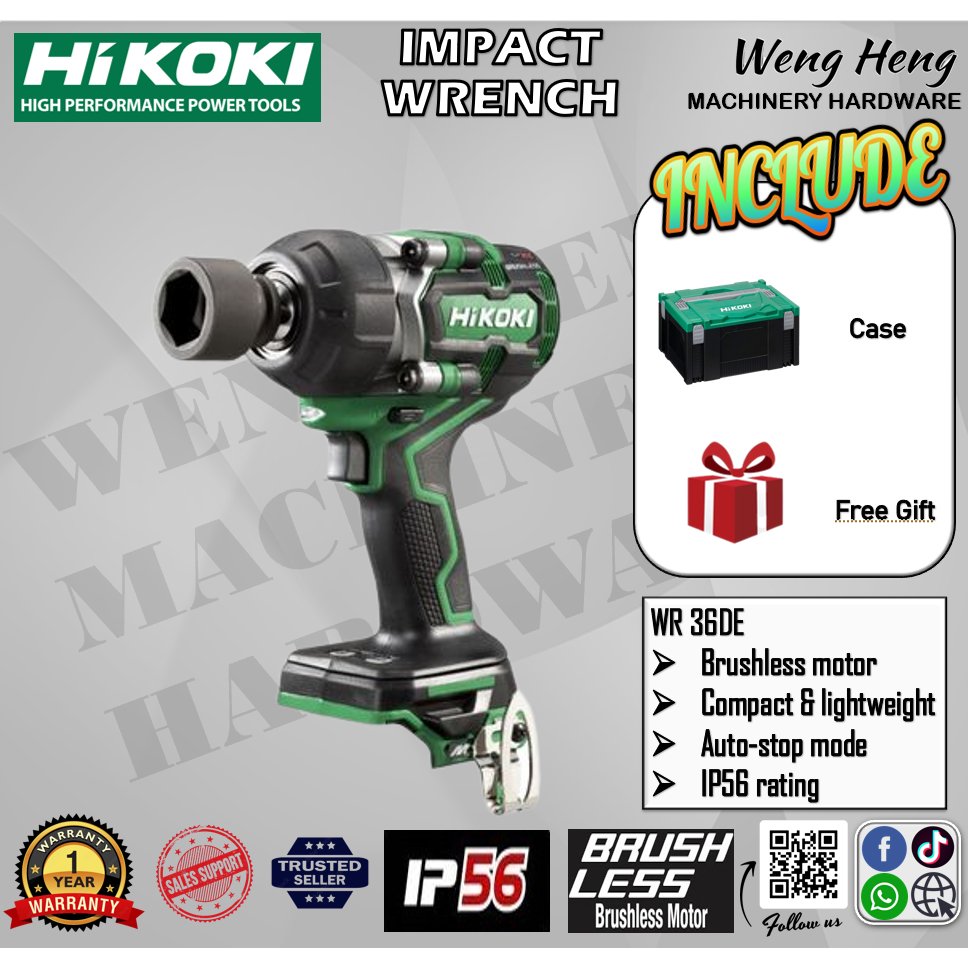 Hitachi/ Hikoki MUTLI VOLT (36V series) Brushless Cordless Impact Wrench - Model WR36DE | Shopee ...