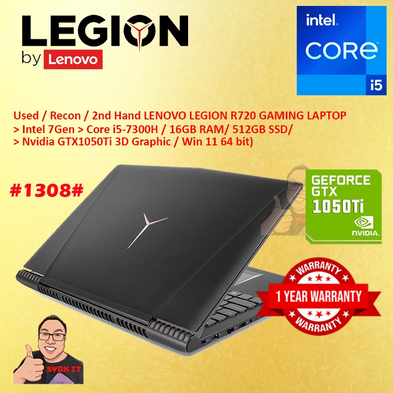 #1308 *Used LENOVO LEGION R720 Gaming 7TH I5-7300H 16GB RAM 512GB SSD ...