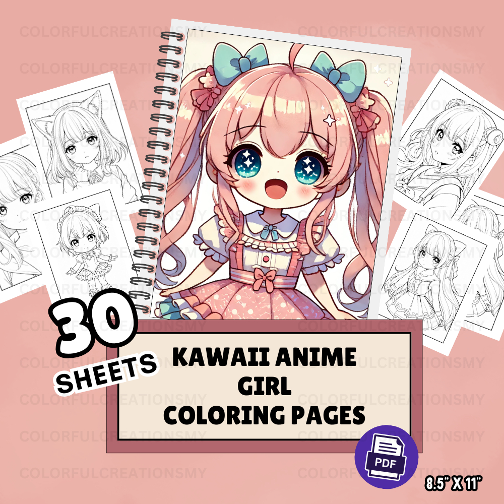 [PDF] 30 Kawaii Anime Girl Coloring Pages for Kids 5-8 Years Old ...