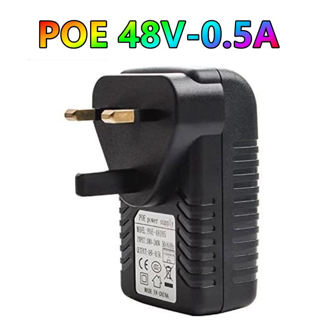 24v / 48v 0.5A POE Injector Adapter Power Supply UK Wall Plug Power ...