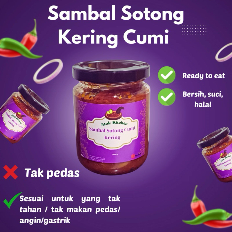 Sambal Sotong Cumi Kering Atok Kitchen tak pedas/ready to eat/ekstra ...