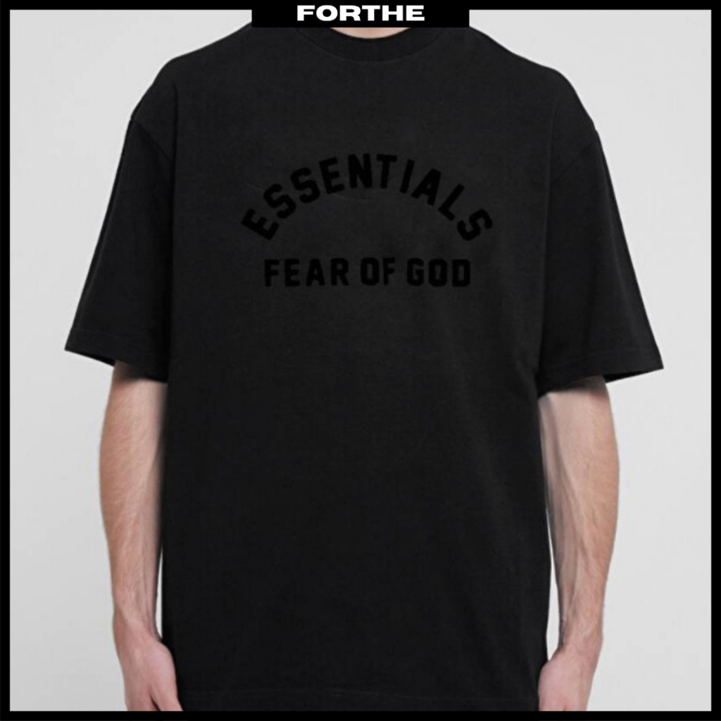 FEAR OF GOD Black Collection ESNTLS Oversized T-shirt 260G Heavy Cotton Streetwear T-shirt FOG ...