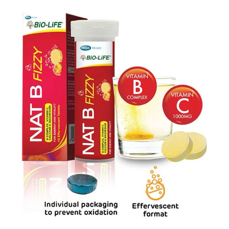 Bio-Life Nat B Fizzy Effervescent Tablets 10's (expiry:8/2024-SAME DAY ...