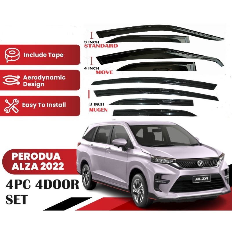4pcs Perodua Alza New 2022-2024 Door Visor Air Press SMALL/MOVE/MUGEN ...
