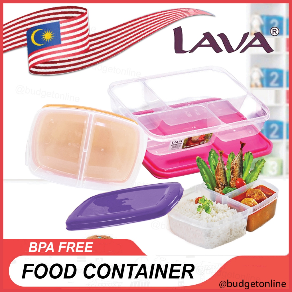 LAVA Lunch Box Food Container 2/3/4 Compartment Air Tight Food Storage ...
