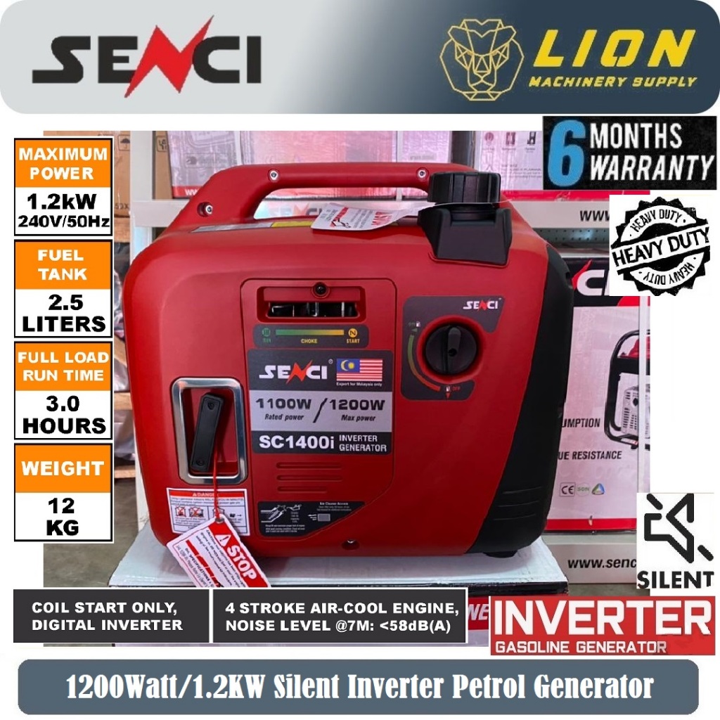 SENCI 1200Watt Inverter Silent Compact Petrol Generator SC1400I - Heavy ...