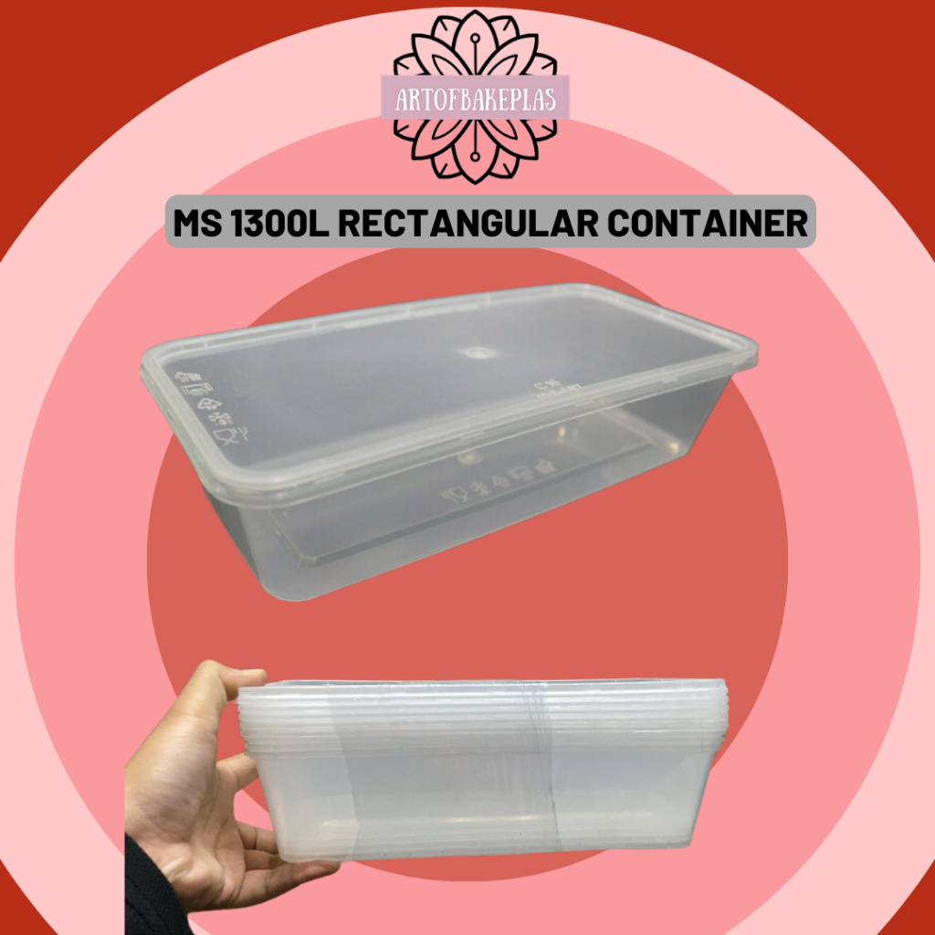 MS 1300L Microwavable container 1300ml / Disposable Rectangular Food Box / Satay Box {5PCS ...
