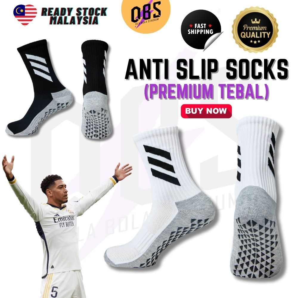 Anti Slip Sock Stokin 3 Line Grip Socks Bola Hiking Futsal Soccer ...