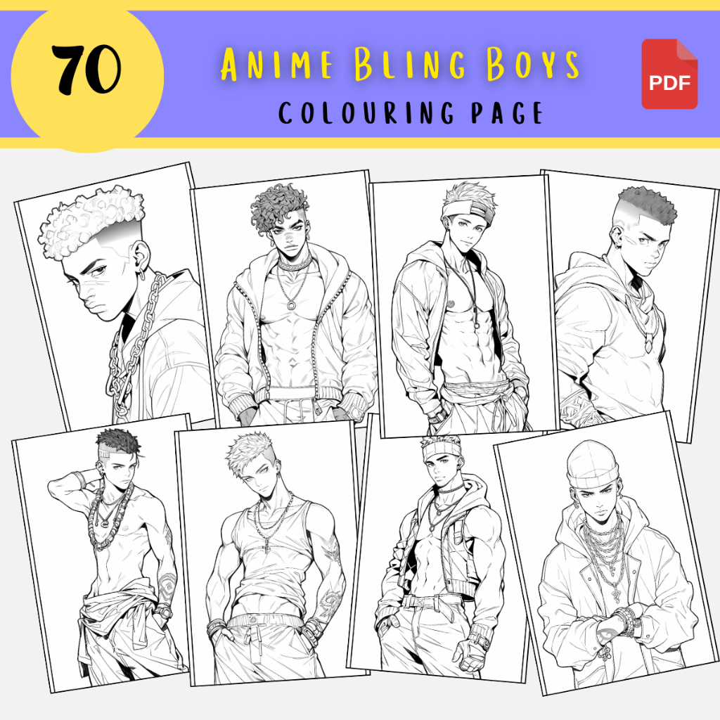 A041 Anime Bling Boys Colouring Pages | Adult Colouring Book | Shopee ...