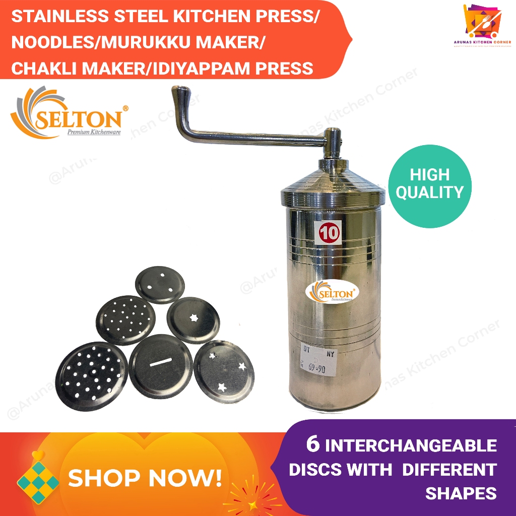 Selton Stainless Steel Kitchen Press/Noodles/Murukku Maker/Chakli Maker ...