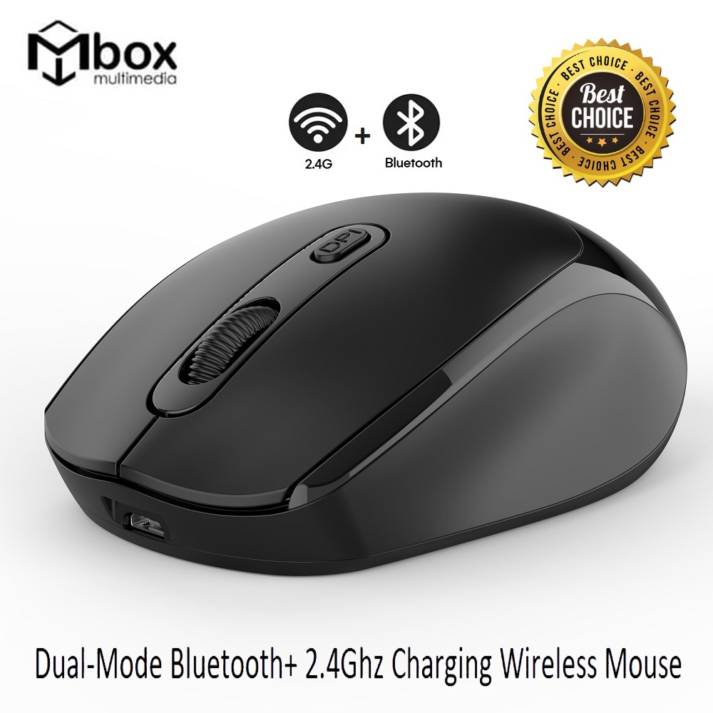 👍🏻Stock Ready MBOX BLUETOOTH 5.2 + 2.4GHZ WIRELESS RECHARGEABLE MOUSE WITH SILENT OPTICAL USB ...