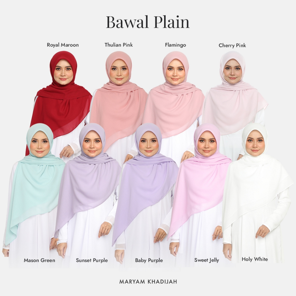 Maryam Khadijah Classic Bawal Plain Shopee Malaysia