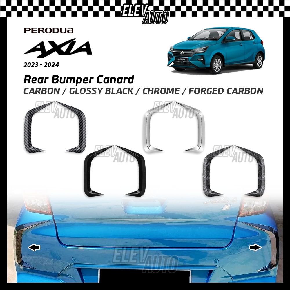 Perodua Axia 2023-2024 CARBON CHROME BLACK Rear Bumper Canard Side Trim ...