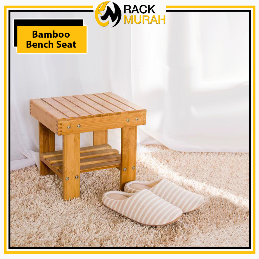 KERUSI BANGKU KECIL BAMBOO SMALL BENCH SEAT STOOL CHILDREN SHOE SQUARE ...