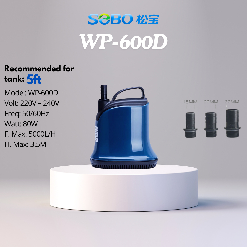 SOBO AQUARIUM SUBMERSIBLE WATER PUMP WP-100D WP-200D WP-300D WP-500D WP ...