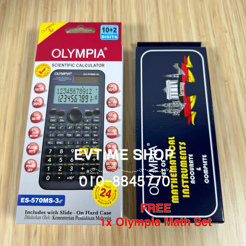 2 YEAR WARRANTY 100% ORIGINAL OLYMPIA SCIENTIFIC CALCULATOR (ES-570MS-3e) 3rd Edition With Solar ...