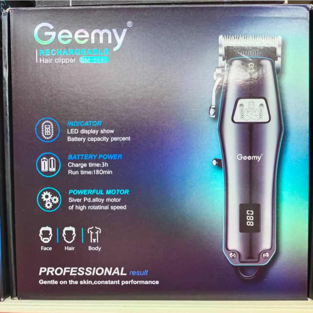 Geemy Cordless Rechargeable Hair Clipper With 6 Attachment comb Runtime 250Minuts GM 6680 ...