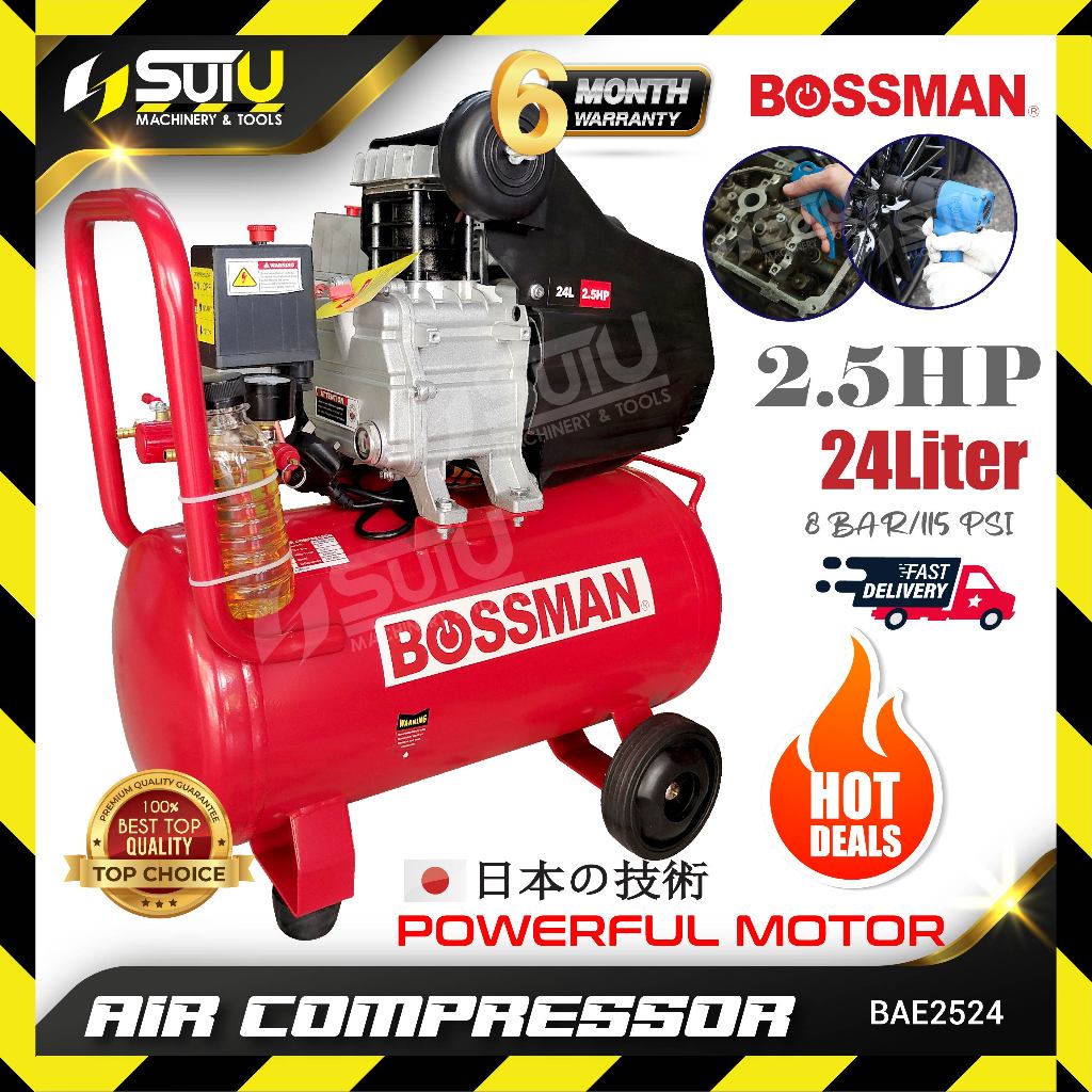 【100% ORIGINAL】BOSSMAN BAE2524 24L 2.5HP Direct Driven Air Compressor ...