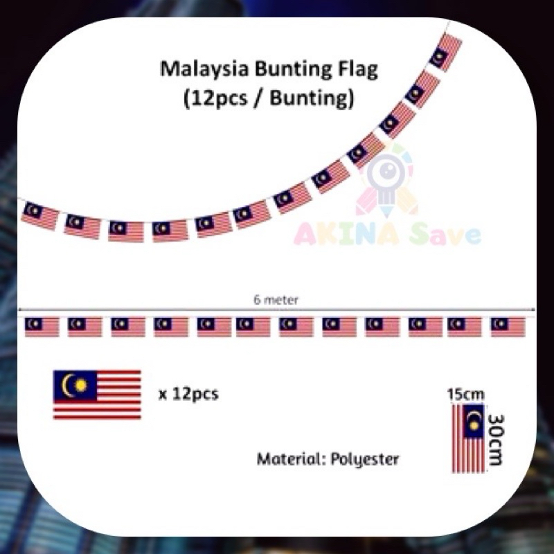 AKINA SAVE 6"x12" Poly Malaysia Flagline 15's All State Flagline 12's Bendera Malaysia Bunting ...