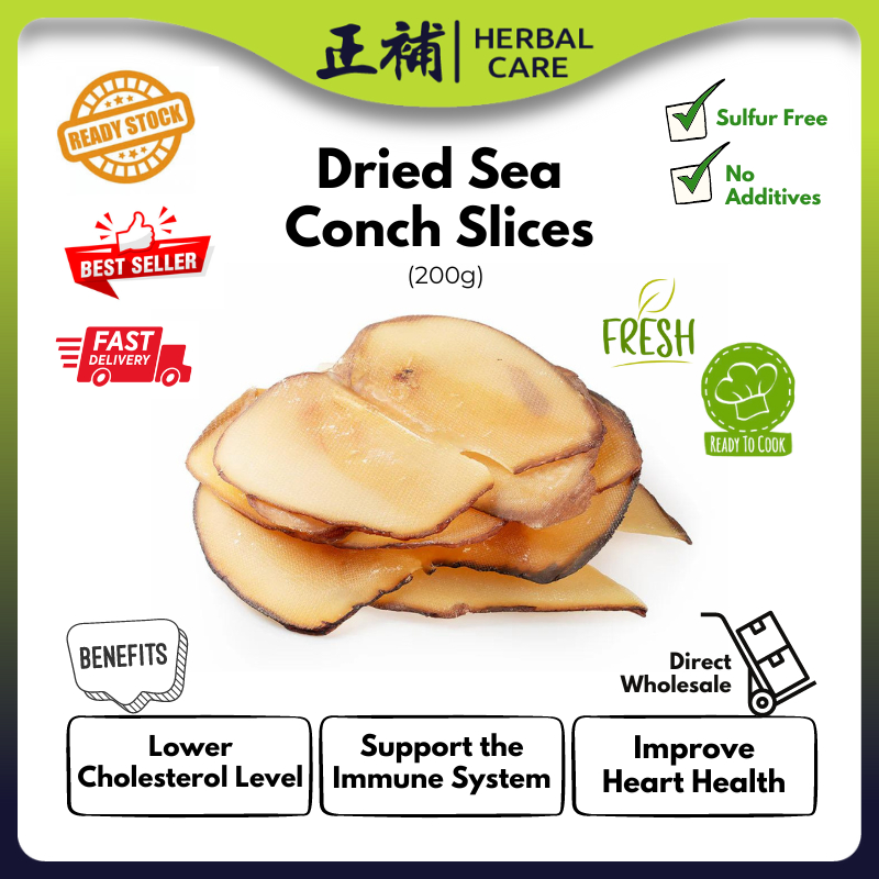Dried Sea Conch Slices (200g) 响螺片 响螺肉 海味 Dried Sea Whelk Herbal Care ...