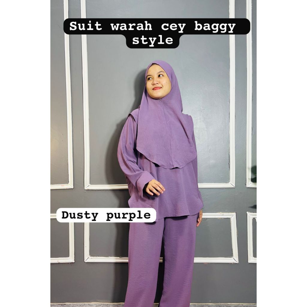 Suit Warah one set with Tudung Cey baggy Style | Shopee Malaysia