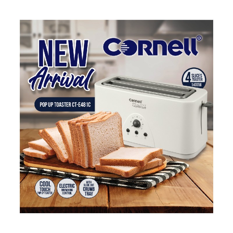 Cornell Cool Touch Toaster 4 Slices CT-E481C Slide Out Crumb Tray ...