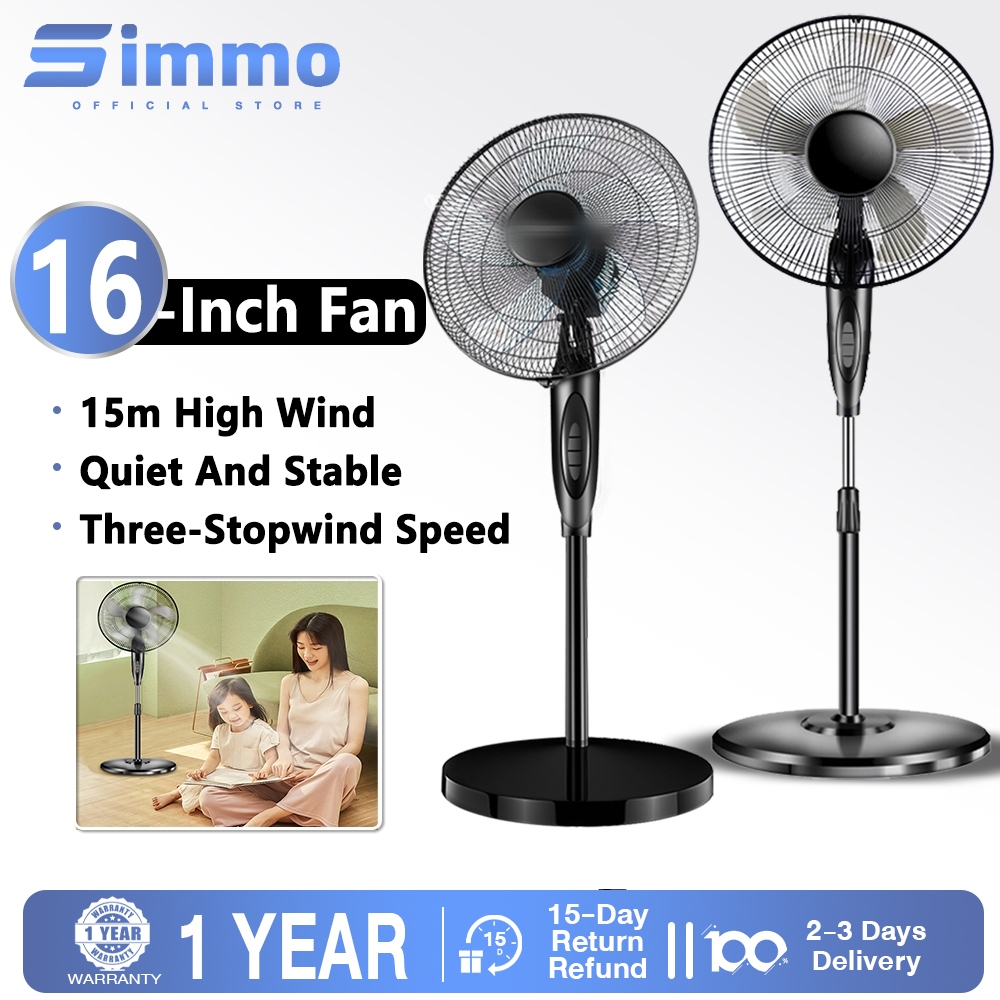 Simmo Kipas Berdiri 16 inch Stand Fan 3 Speed Control 5 Blades Silent ...