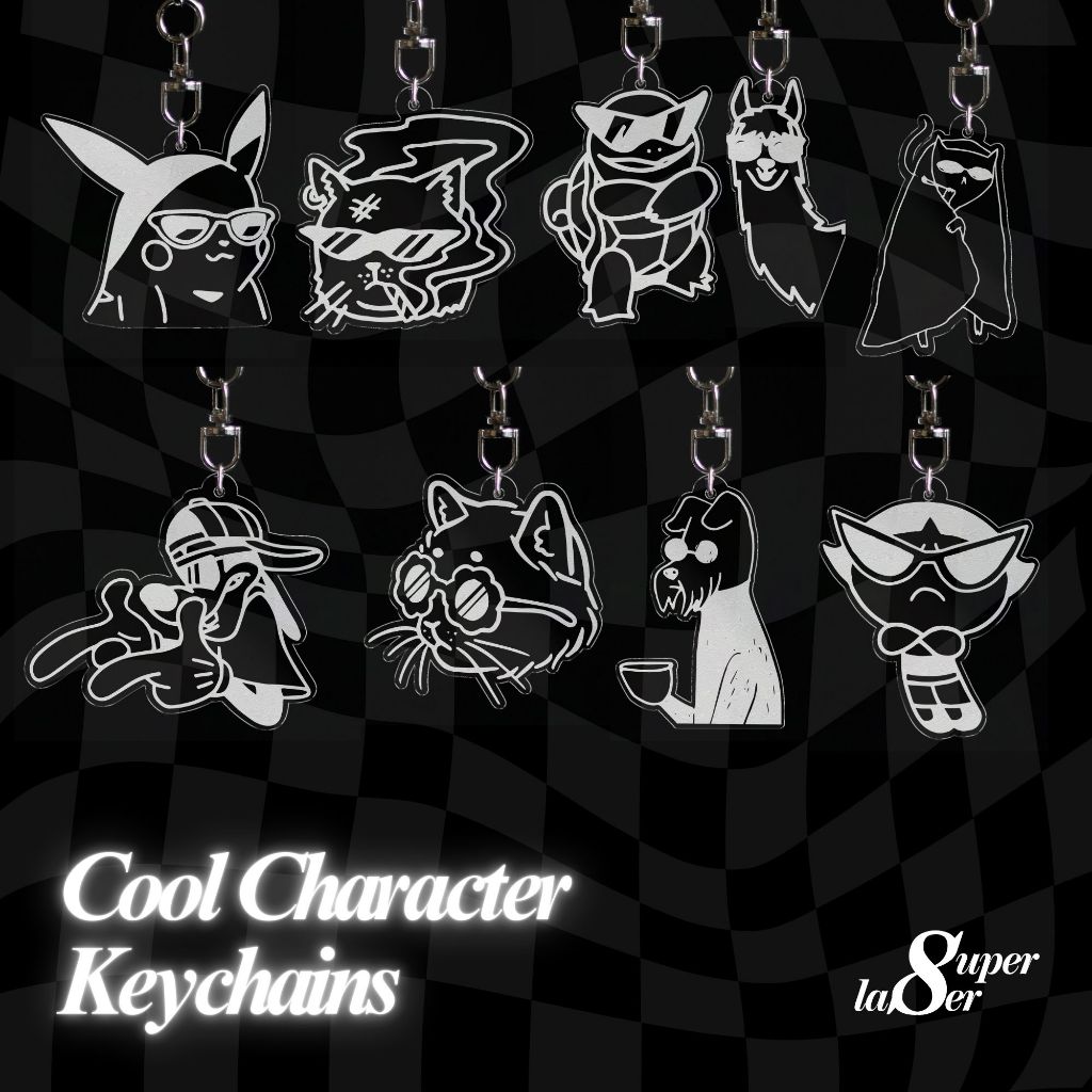 Vibe Check: Cool Character Acrylic Keychain with Shades - Laser ...