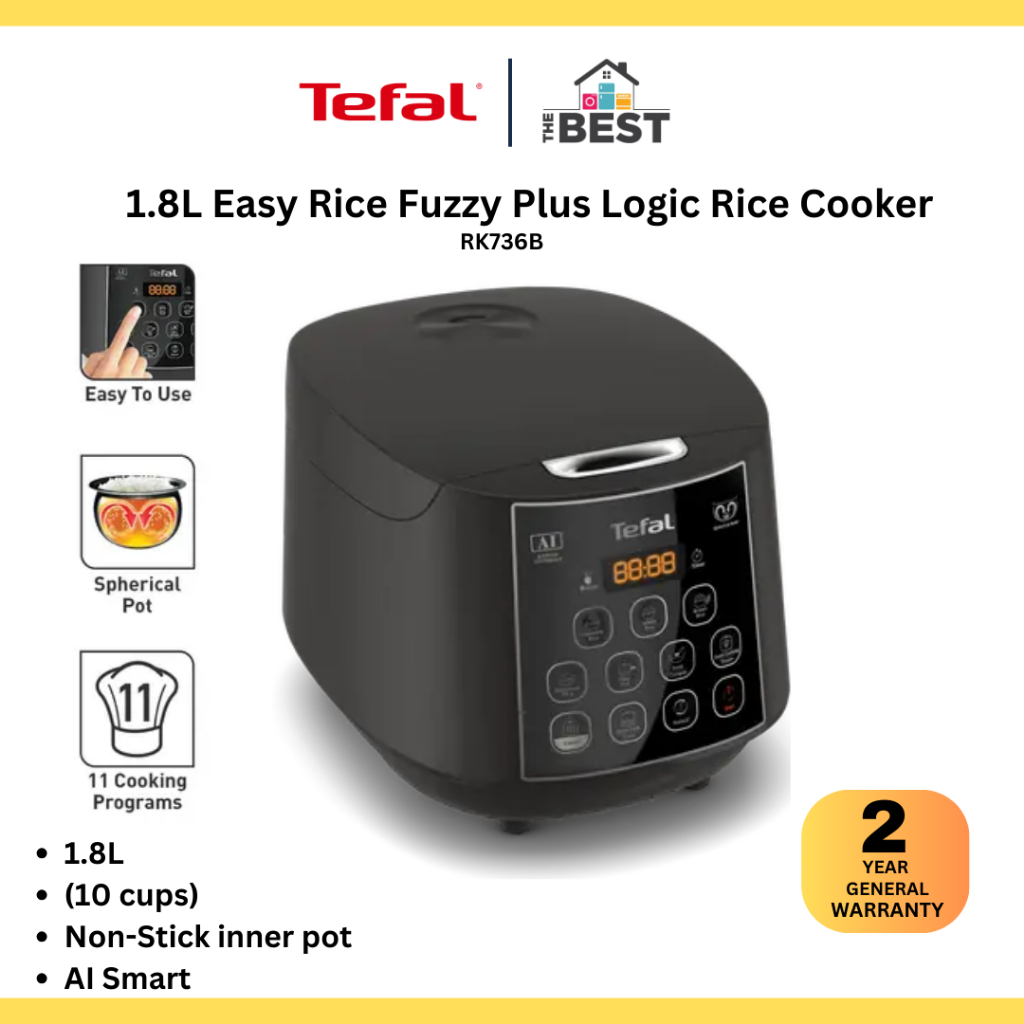 Tefal 1.8L Easy Rice Fuzzy Plus Logic Rice Cooker RK736B (11 Programs) | Shopee Malaysia