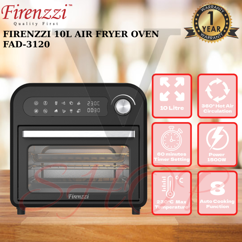 FIRENZZI 10L AIR FRYER OVEN WITH 8 AUTO COOKING FUNCTION FAD3120 || FAD ...