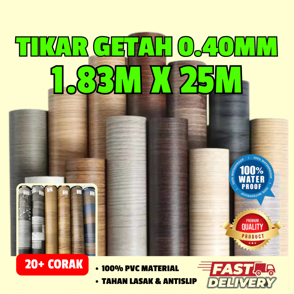 6 Kaki Tebal 0.40mm Tikar 1.83M x 25M Tikar Getah Quality Lantai PVC ...