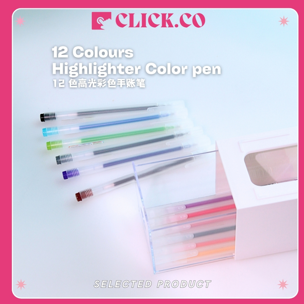 12 colours Highlighter Color Pen, colour gel pen, planner pen,12 ...