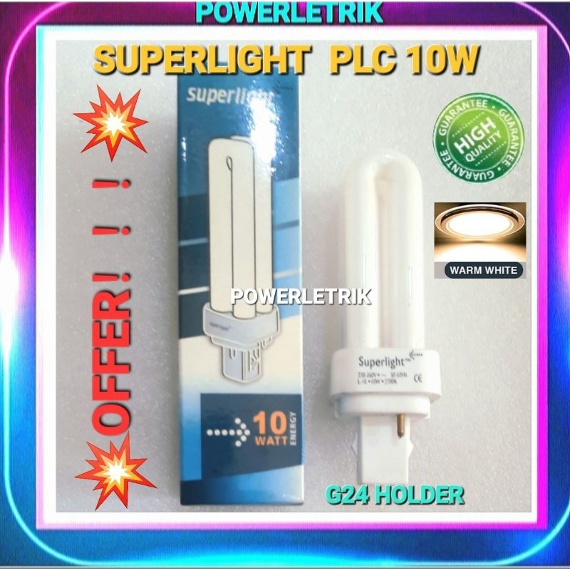 💗 OFFER 💗 SUPERLIGHT 10W PLC- G24 ENERGY SAVING TUBE - 2700K(WARM WHITE ...