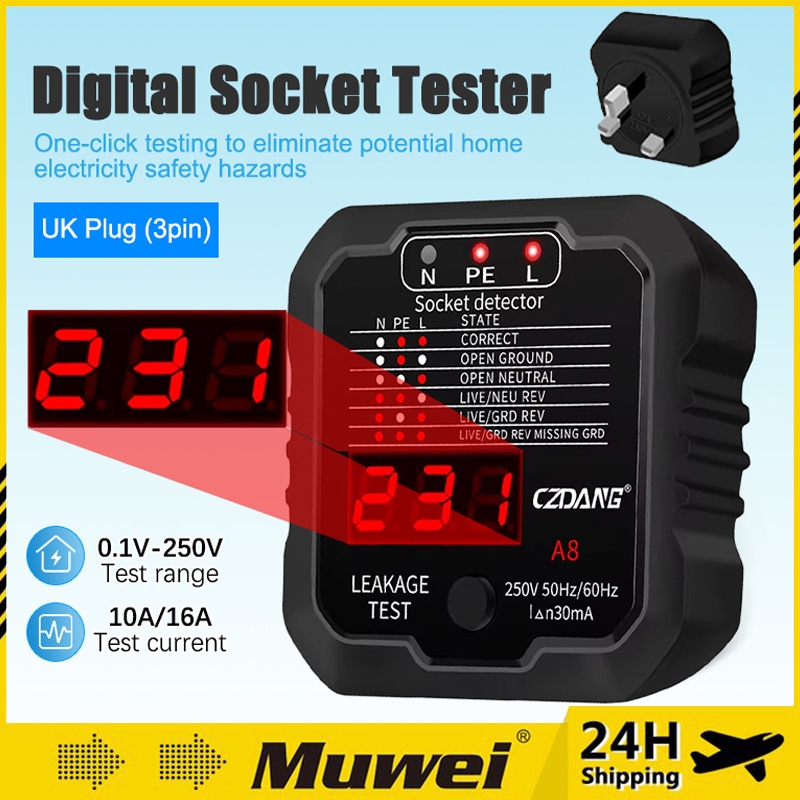 10A/16A Socket Tester Electrical Live/Neutral/Earth Line Polarity ...
