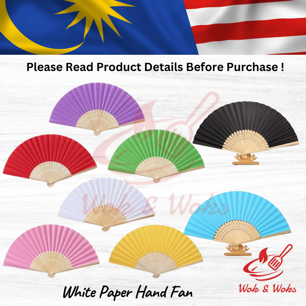 Color Paper Folding Hand Fan / Kipas Lipat Tangan Kertas Warna | Shopee ...