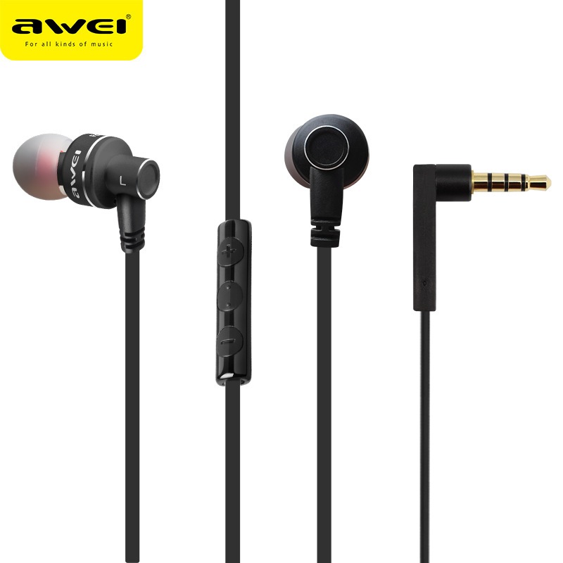 AWEI 3.5MM Plug Foldable Wired Stereo HiFi Music Earphones Headphones ...