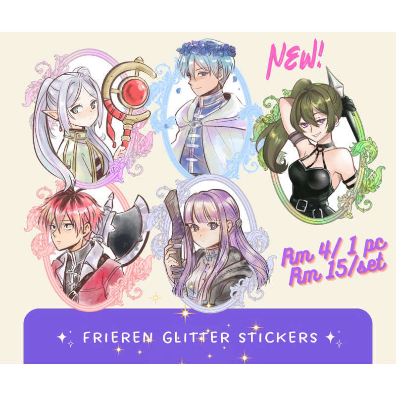 Frieren Glitter Stickers Easy Peel | Shopee Malaysia