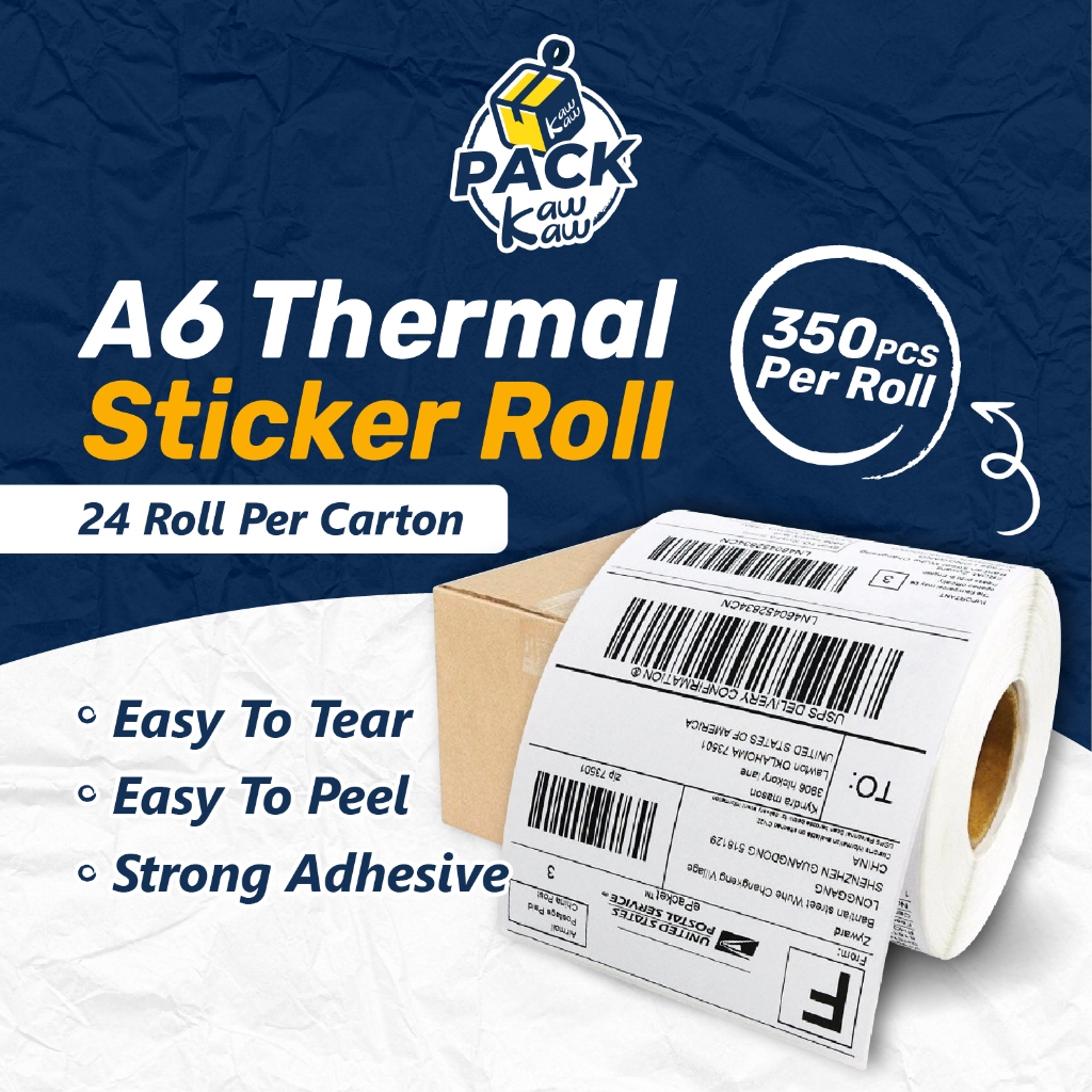 1 Carton 350pcs King Roll Thermal Sticker A6 Paper Roll Airway Bill ...